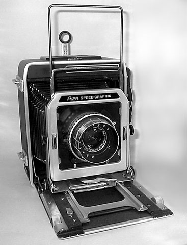 Stereo photos of classic press, view, and large-format SLR cameras